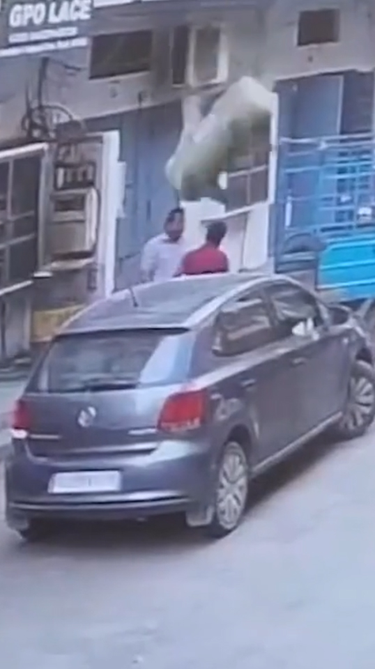 Unlucky Worker Squashed By Falling Gas Canister In The Street