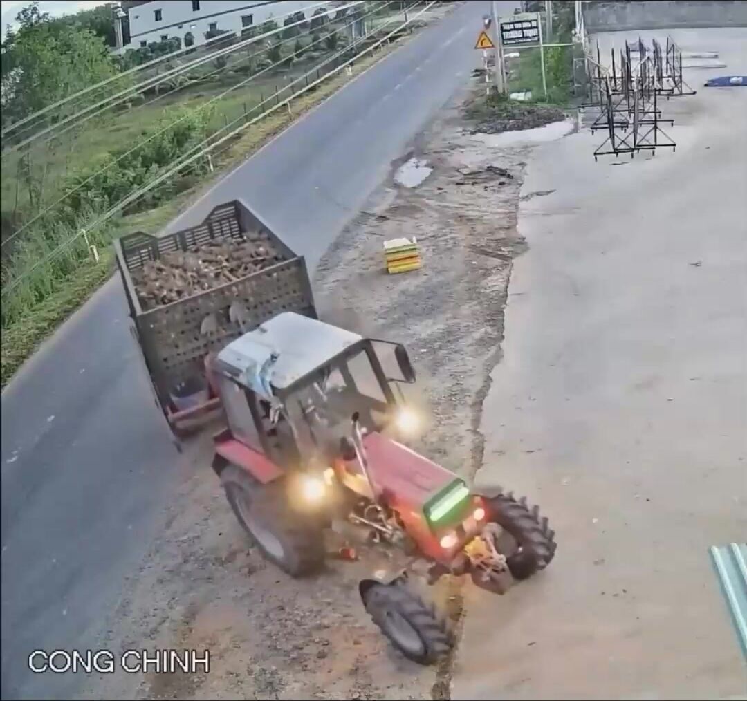 Biker Becomes One With A Turning Tractor