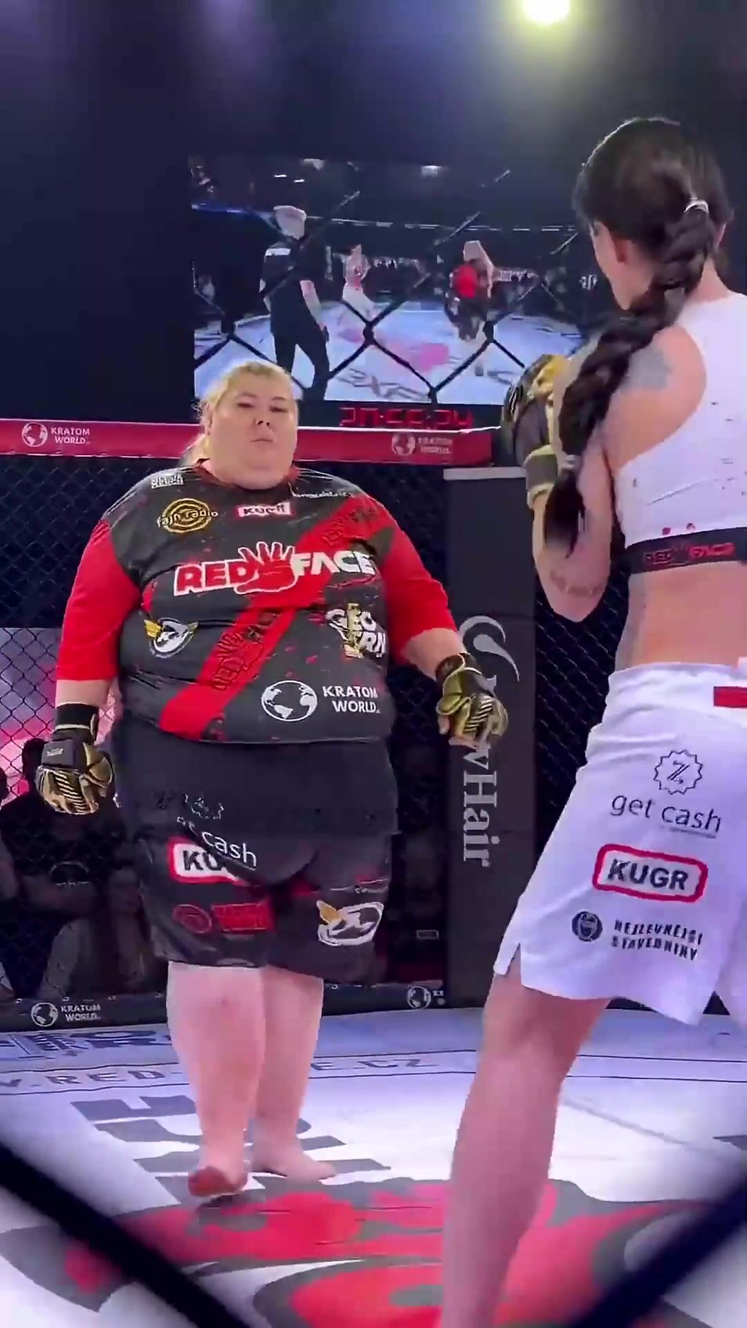 Fatass Goes For The Soda Not The Water After Her Exhausting MMA Fight