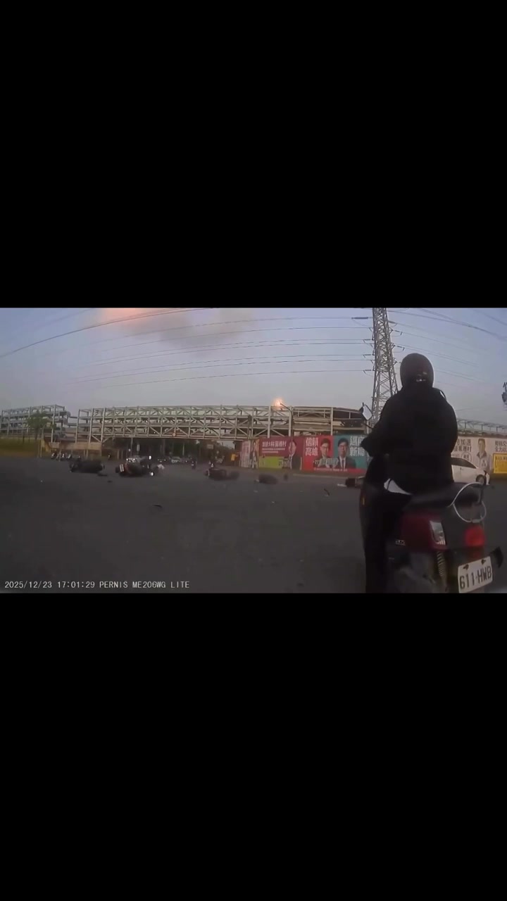 Car Diver Plows Through Intersection Wiping Out Scooter Riders