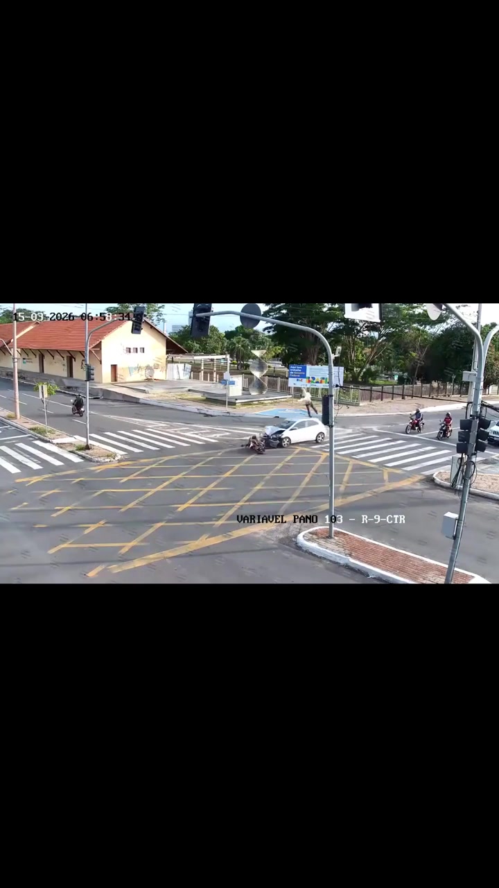 Biker Waiting Patiently At The Lights Wiped Out By Speeding Car